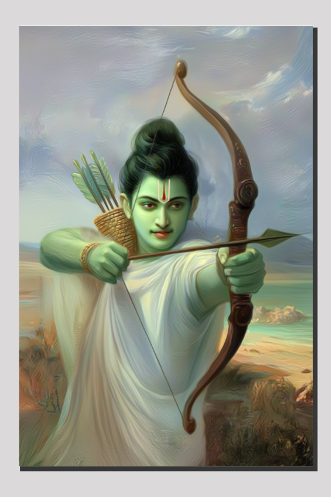 Shri Ram Digital Painting on Canvas – Sacred Ramayana Wall Art for Poo ...
