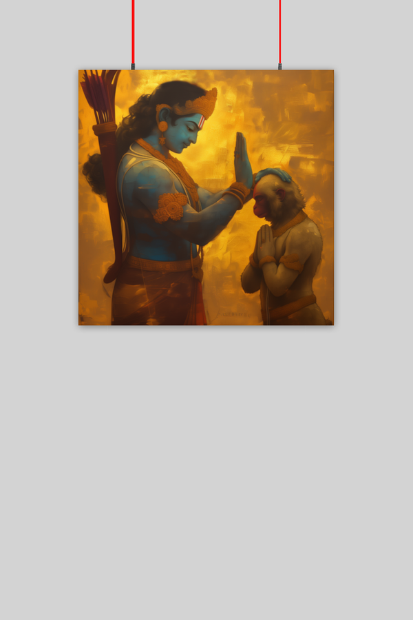 Sri Ram Blessing Hanuman Poster | Divine Wall Art for Home & Pooja Roo ...