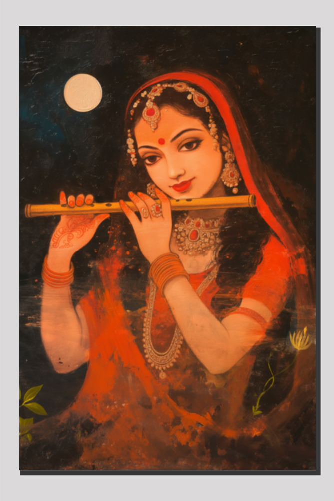 Radha Rani Digital Painting on Canvas – Divine & Elegant Wall Art for ...