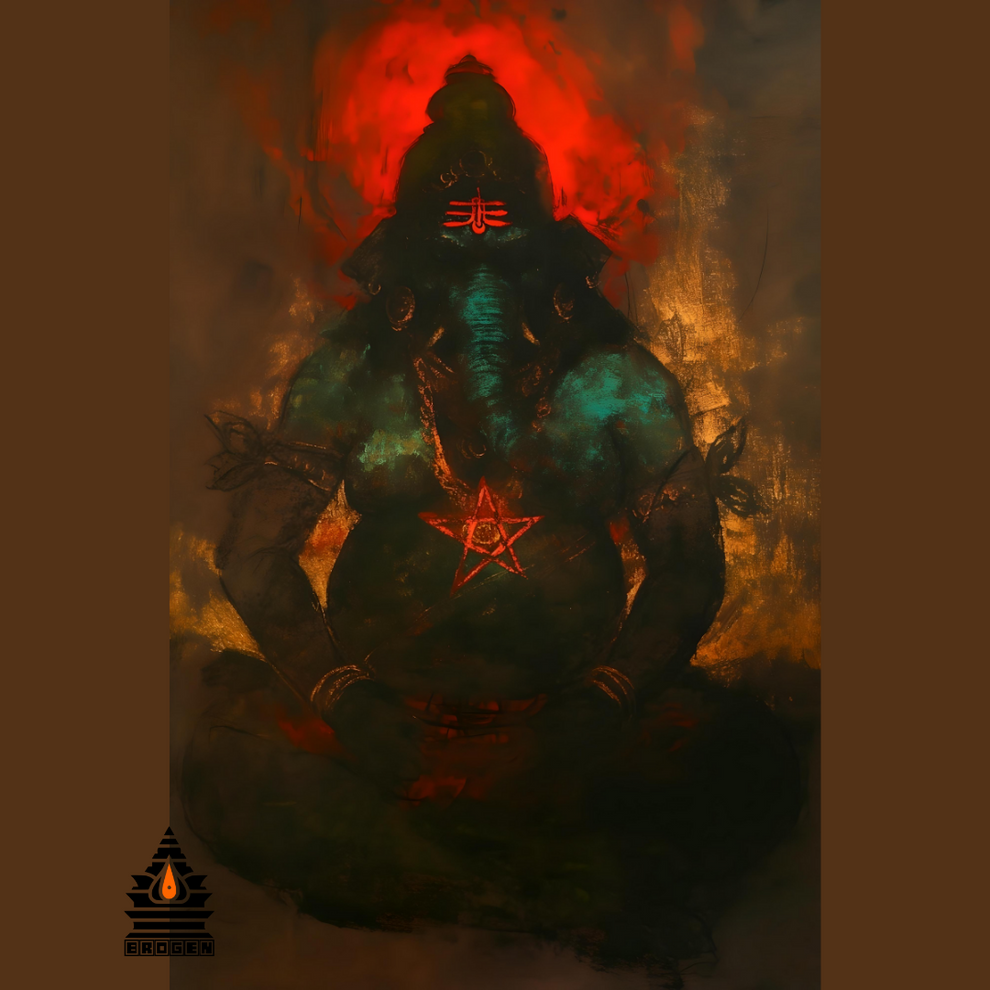 Tantric Form of Ganapathi | High-Resolution PNG | Spiritual Hindu Artw ...