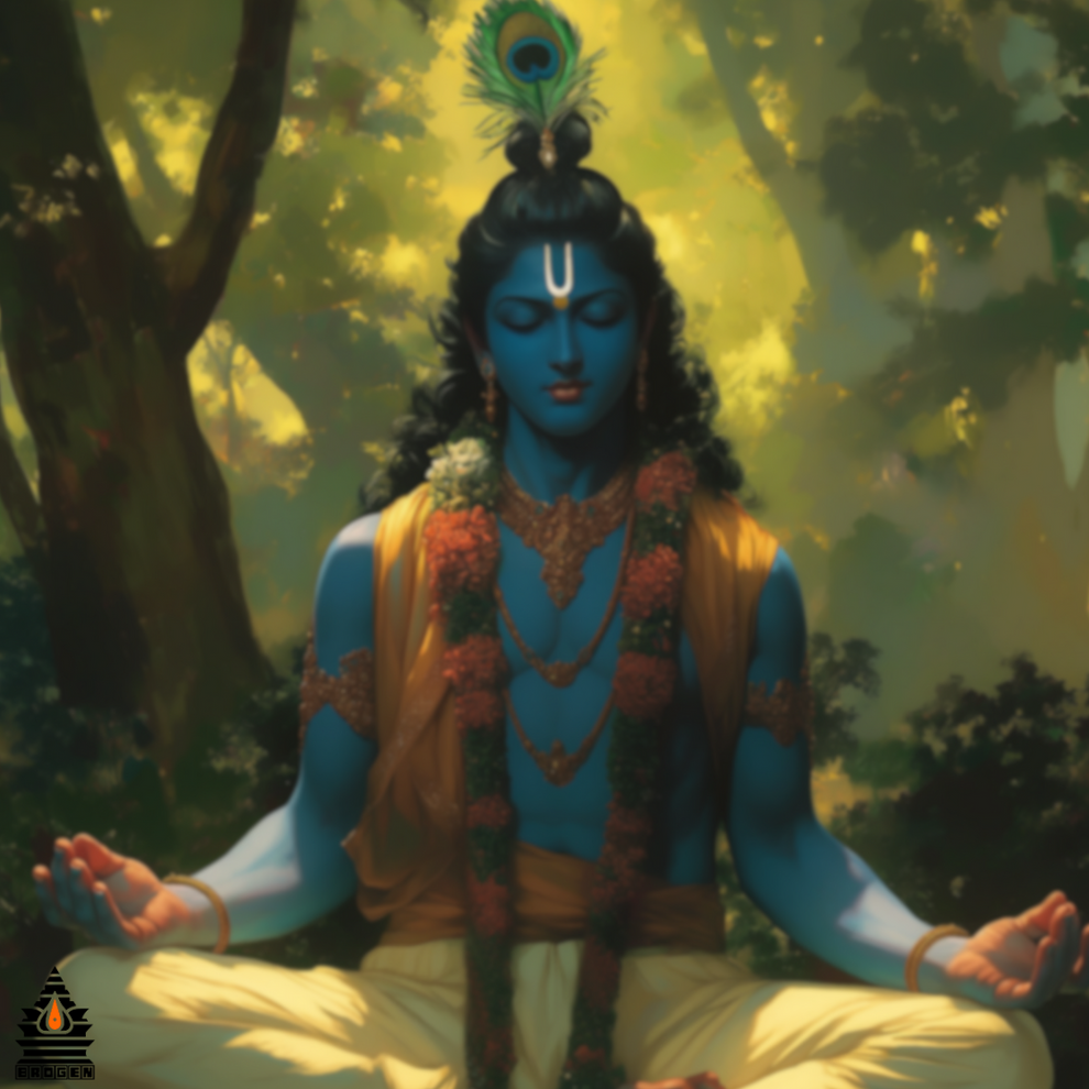 Lord Krishna Meditating Digital Art | High-Resolution Spiritual Artwor ...
