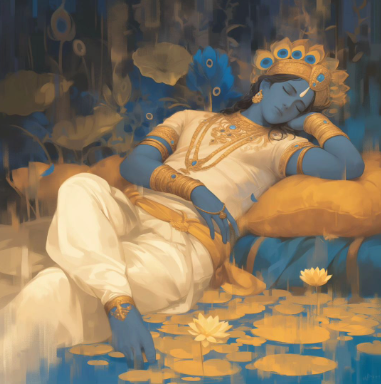 Divine Rest: Sleeping Krishna - Digital Art (2048x2048 PNG) – Brogen