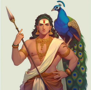 Divine Warrior: Lord Subramanya - Digital Art (2048x2048 PNG) – Brogen