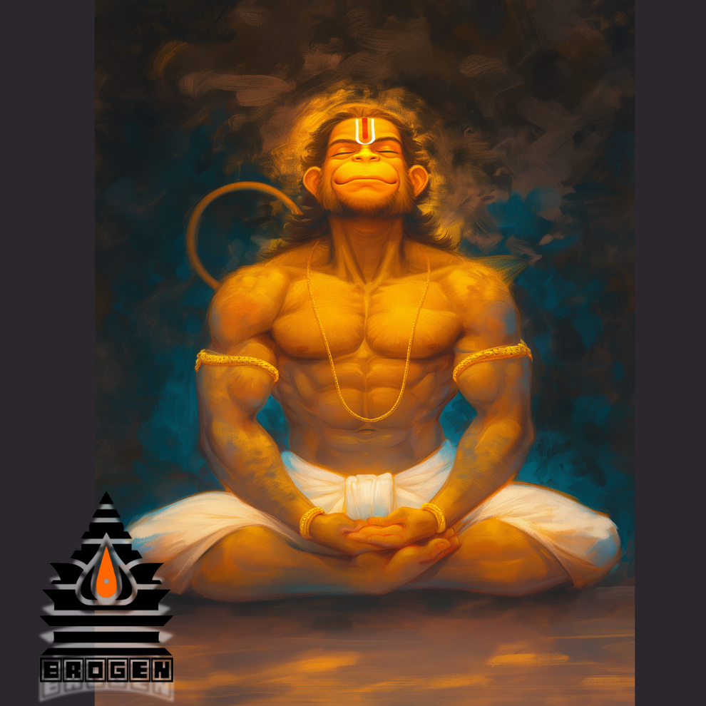 Hanuman Meditating Digital Art | High-Resolution Spiritual Artwork for ...